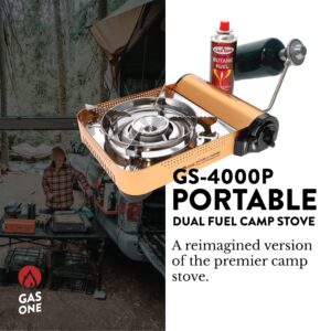 Gas ONE GS-4000P - Camp Stove - Premium Propane or Butane Stove with Convenient Carrying Case - Patent Pending - Great for Camp Stove and Portable Butane Stove for All Cooking Application