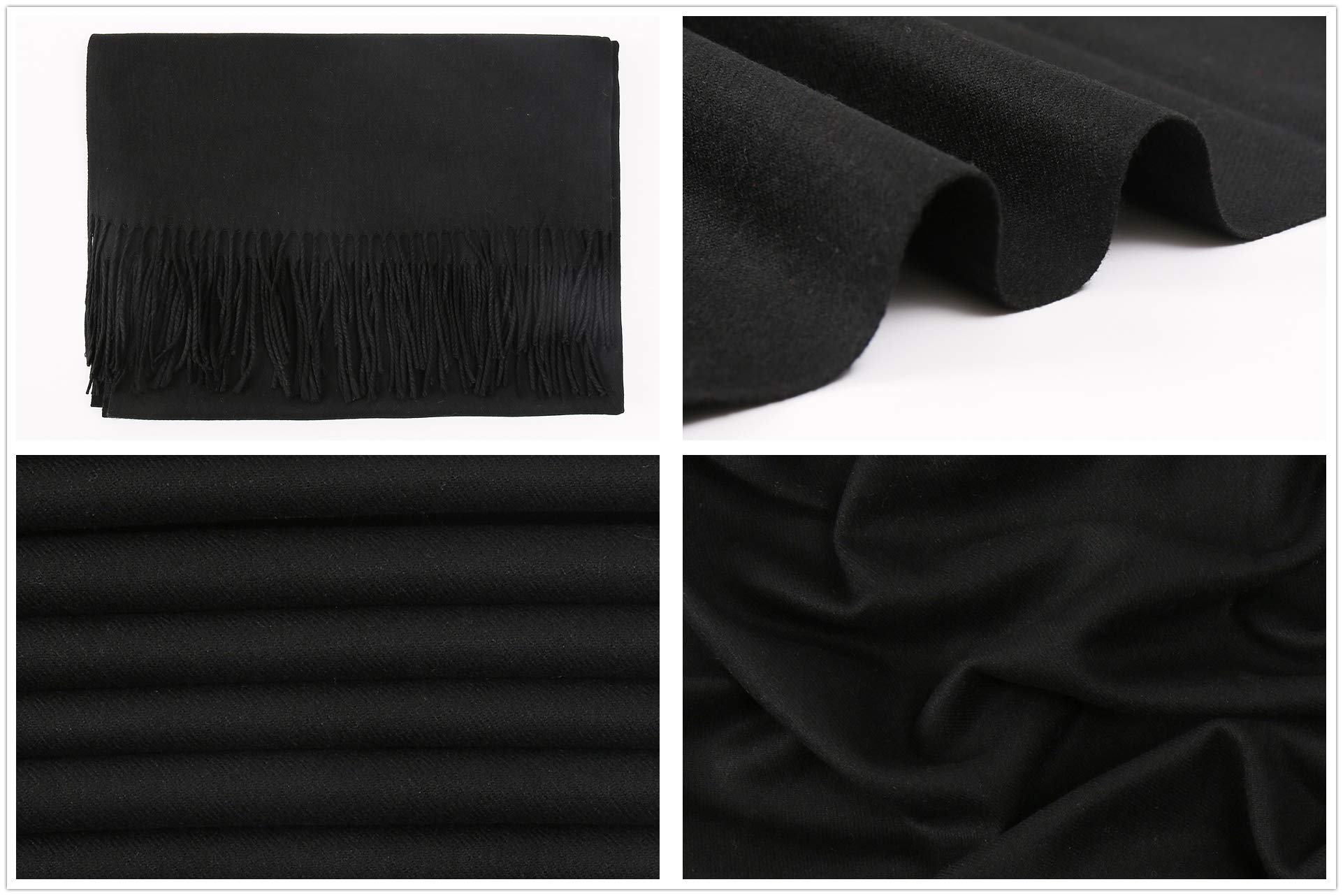 RIIQIICHY Scarfs for Women Winter Black Pashmina Shawls and Wraps for Evening Dresses Warm Large Scarves Wedding Shawl