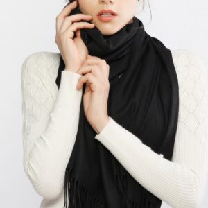 RIIQIICHY Scarfs for Women Winter Black Pashmina Shawls and Wraps for Evening Dresses Warm Large Scarves Wedding Shawl