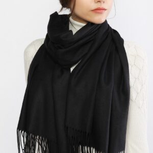 RIIQIICHY Scarfs for Women Winter Black Pashmina Shawls and Wraps for Evening Dresses Warm Large Scarves Wedding Shawl