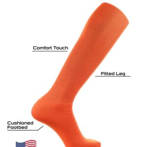 TCK TS All Sport Polyester Baseball Football Soccer Volleyball Tube Sock (Orange, Small)