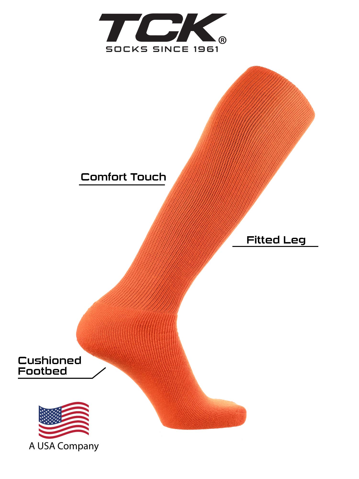 TCK TS All Sport Polyester Baseball Football Soccer Volleyball Tube Sock (Orange, Small)