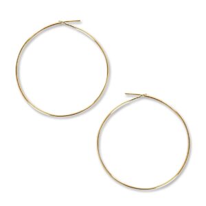 humble chic thin hoop earrings for women - hypoallergenic lightweight wire threader loop drop dangles, safe for sensitive ears, 18k yellow - 1.5 inch