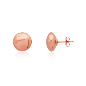 max + stone rose large gold ball earrings 14k real gold | 6mm real gold post, half button stud for women men