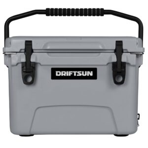 driftsun 20qt insulated ice chest - heavy duty, high performance roto-molded commercial grade cooler (gray)