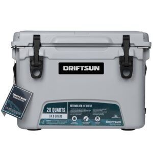 Driftsun 20qt Insulated Ice Chest - Heavy Duty, High Performance Roto-Molded Commercial Grade Cooler (Gray)