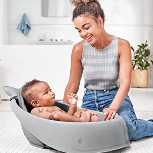 Skip Hop Baby Bath Tub, 3-Stage Smart Sling Tub, Moby, Grey