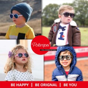 PolarSpex Kids Sunglasses - Polarized Aviator Sunglasses for Kids - Bendable Toddler Sunglasses for Boys &Girls, Age 2-8