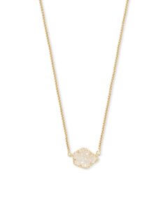 kendra scott tess pendant necklace for women, fashion jewelry, gold-plated, iridescent drusy