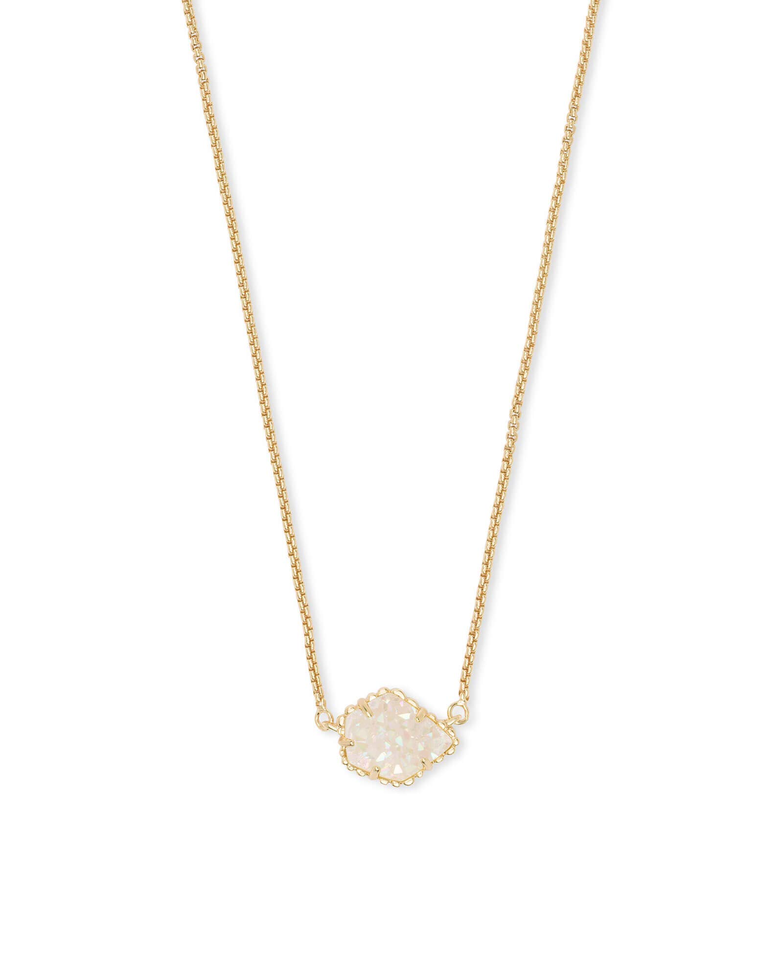 Kendra Scott Tess Pendant Necklace for Women, Fashion Jewelry, Gold-Plated, Iridescent Drusy