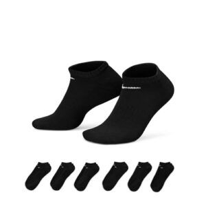 Nike Everyday Cushion No Show Socks, Unisex Nike Socks, Black/White, L (Pack of 6 Pairs of Socks)