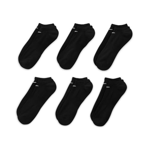 Nike Everyday Cushion No Show Socks, Unisex Nike Socks, Black/White, L (Pack of 6 Pairs of Socks)