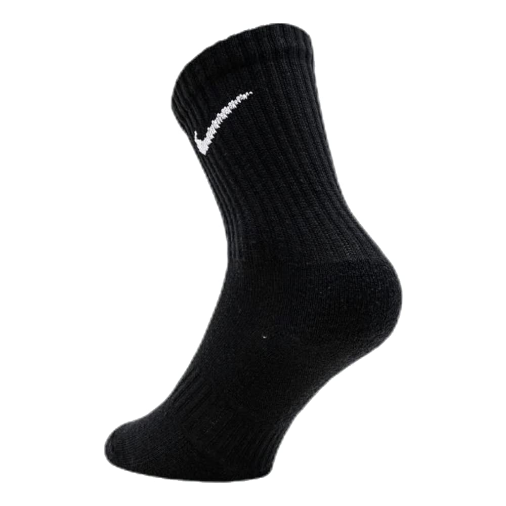 Nike Everyday Cushion Crew Training Socks, Unisex Socks with Sweat-Wicking Technology and Impact Cushioning (3 Pair), Black/White, Medium