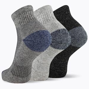 Merrell Men's 3 Pack Cushioned Performance Hiker Socks (Low/Quarter/Crew Socks), Charcoal Black (Quarter), Shoe Size: 9.5-12