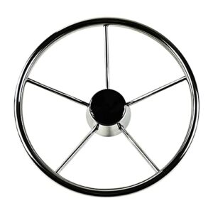 marine city 304 stainless steel corrosion resistant 25 degree 15-1/2 inches 5 spokes polished steering wheel for boat, yacht (dia :15-1/2 inches)