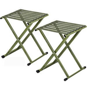 triple tree folding stool, 2-pack portable camping stool 17.8inch height lightweight stainless steel foldable chair for outdoor camping walking hunting hiking fishing, support 600 lbs