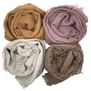 manshu 4pcs women soft cotton scarf shawl long scarf, scarf and wrap, big head scarf.