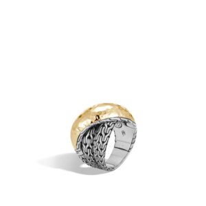 john hardy women's classic chain hammered 18k gold and silver crossover ring (7)