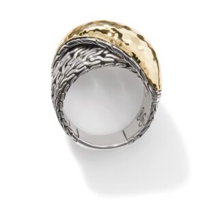 John Hardy WOMEN's Classic Chain Hammered 18K Gold and Silver Crossover Ring (7)