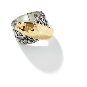 John Hardy WOMEN's Classic Chain Hammered 18K Gold and Silver Crossover Ring (7)