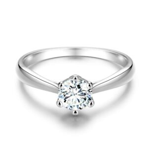 ailov 0.5 ct classic round solitaire engagement promise ring brilliant cut zircon open cathedral setting (silver, 7)