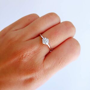 ailov 0.5 Ct Classic Round Solitaire Engagement Promise Ring Brilliant Cut Zircon Open Cathedral Setting (Silver, 7)