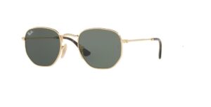 ray-ban rb3548n hexagonal 001 54m gold/green sunglasses for men for women (large)+ bundle with designer iwear eyewear kit