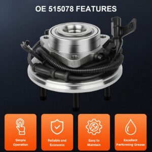 OCPTY Wheel Bearing Hub 515078 Front Bearing Assembly W/ABS 5 Lugs fit for f ord Explorer/M ercury Mountaineer