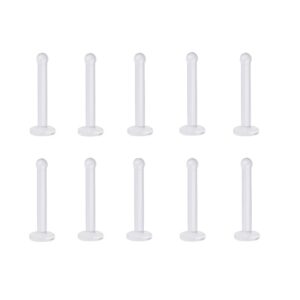 pierced owl set of 10 clear bioflex flat head nose stud retainers (18ga (1mm))