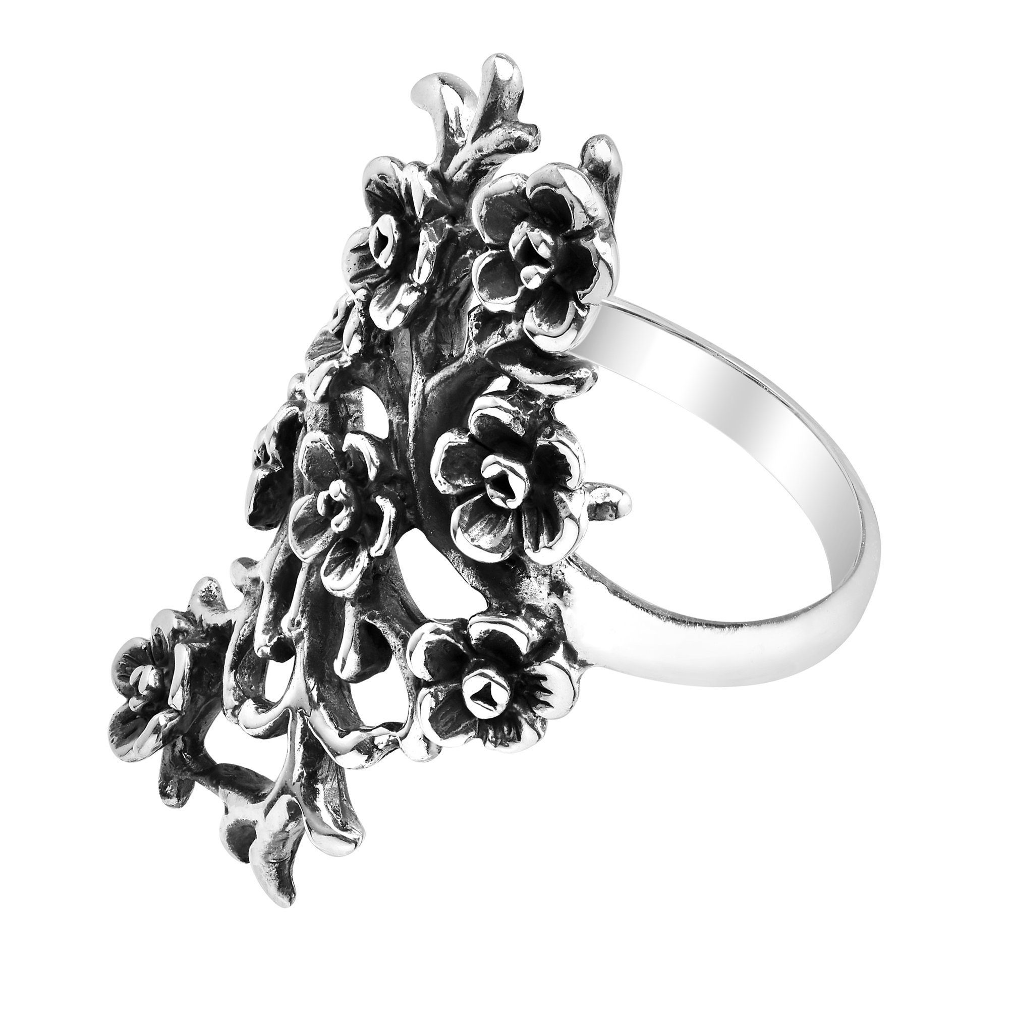 AeraVida Magnificent Bouquet of Daisies Floral .925 Sterling Silver Ring (9)