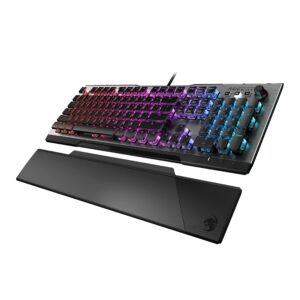 ROCCAT Vulcan 120 AIMO Mechanical PC Gaming Keyboard Tactile Titan Switch, Full Size with Per Key AIMO RGB Lighting, Anodized Aluminum Top Plate and Detachable Palm/Wrist Rest, Gunmetal Gray/Black