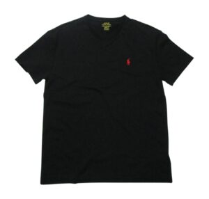 polo ralph lauren men's classic fit short sleeve v-neck t-shirt (large, jet black)