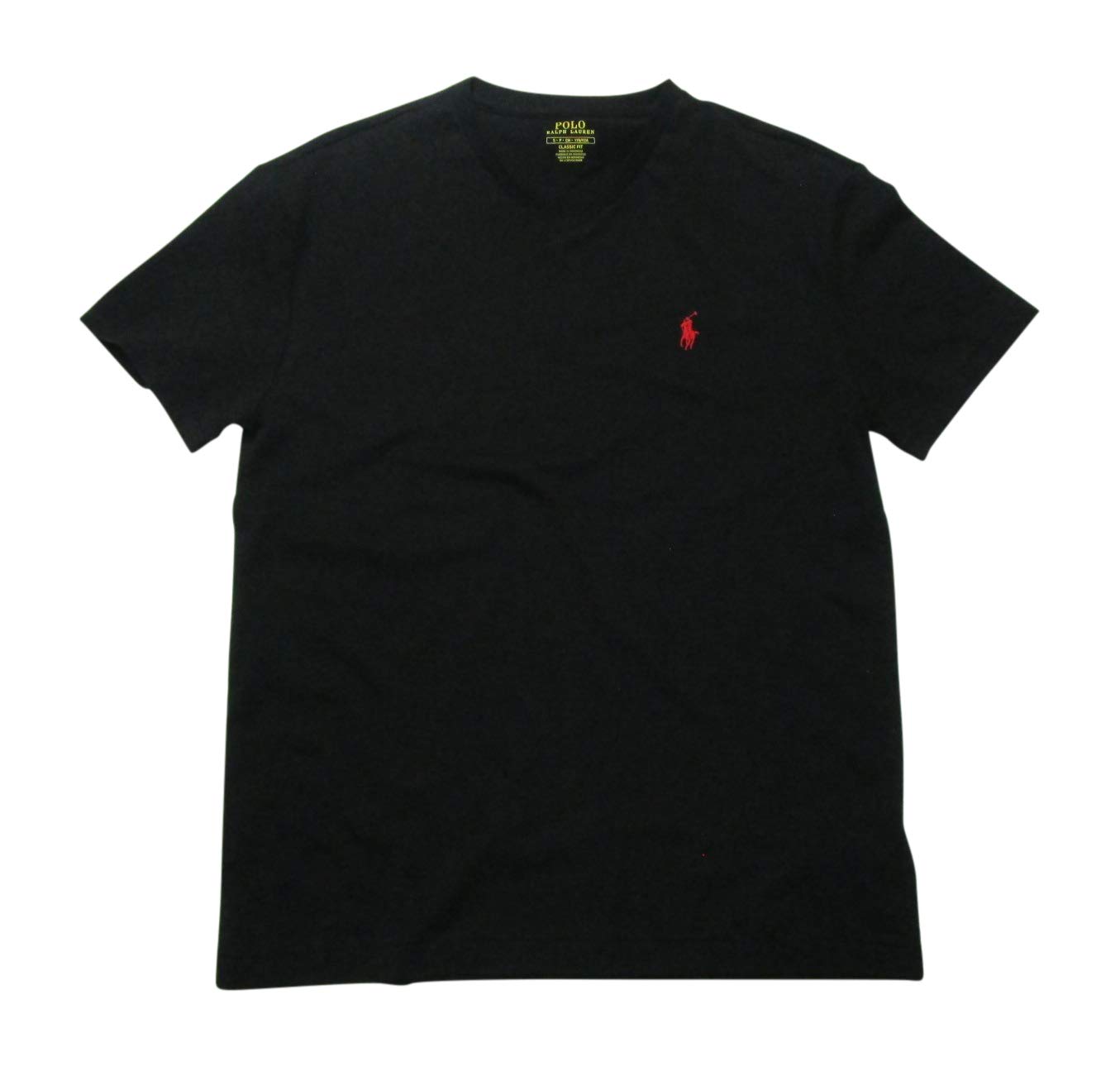 Polo Ralph Lauren Men's Classic Fit Short Sleeve V-Neck T-Shirt (Large, Jet Black)