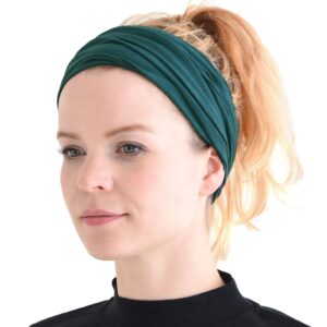 blue green japanese bandana headbands for men and women – comfortable head bands with elastic secure snug fit ideal runners fitness sports football tennis stylish lightweight m