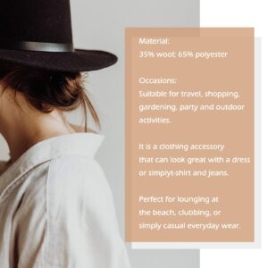 Lisianthus Women Wide Brim Wool Fedora Panama Hat with Belt Buckle A-Camel