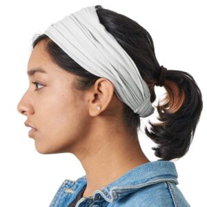 light gray japanese bandana headbands for men and women – comfortable head bands with elastic secure snug fit ideal runners fitness sports football tennis stylish lightweight m