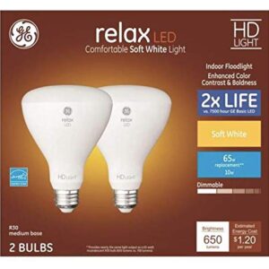 GE Refresh 2-Pack 65 W Equivalent Dimmable Daylight Br30 LED Light Fixture Light Bulb