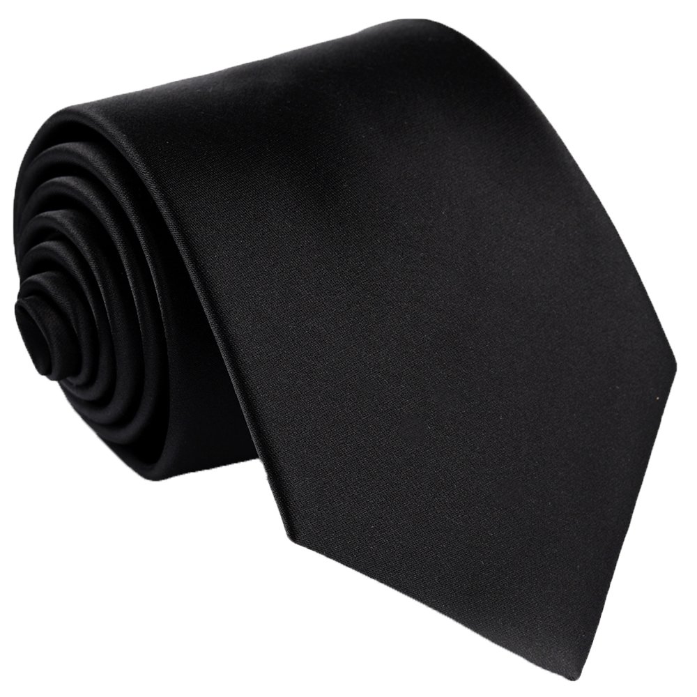 fortunatever Classical Men's Solid Handmade Extra Long Necktie,Black Tie With Gift Box