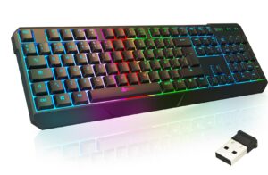 klim chroma wireless - teclado inalámbrico gaming espaÑol + teclado gaming ligero, duradero, resiste al agua, ergonómico, silencioso + teclado gamer pc ps4 xbox one mac + nueva versiÓn 2024 + negro