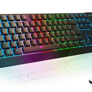 KLIM Chroma Wireless - Teclado inalámbrico Gaming ESPAÑOL + Teclado Gaming ligero, duradero, resiste al agua, ergonómico, silencioso + Teclado Gamer PC PS4 Xbox One Mac + Nueva VERSIÓN 2024 + Negro