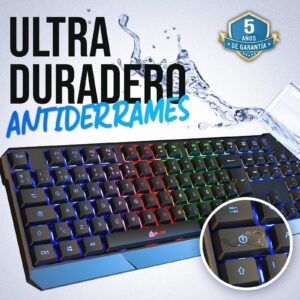 KLIM Chroma Wireless - Teclado inalámbrico Gaming ESPAÑOL + Teclado Gaming ligero, duradero, resiste al agua, ergonómico, silencioso + Teclado Gamer PC PS4 Xbox One Mac + Nueva VERSIÓN 2024 + Negro