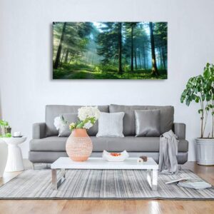 arteWOODS Green Forest Canvas Wall Art Living Room Wall Decor Large Nature Pictures Canvas Artwork Contemporary Wall Art Modern Landscape Pine Trees for Kitchen Office Home Decoration 24" x 48"