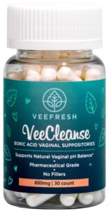 veefresh - veecleanse boric acid vaginal suppositories - vaginal ph balance suppositories - vaginal odor control - feel fresh, feminine and confident