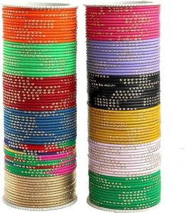 ratna creation bollywood indian traditional 144 pcs multi color bangle bracelet set women wedding partywear arrangement costume jewelry set (2.6)