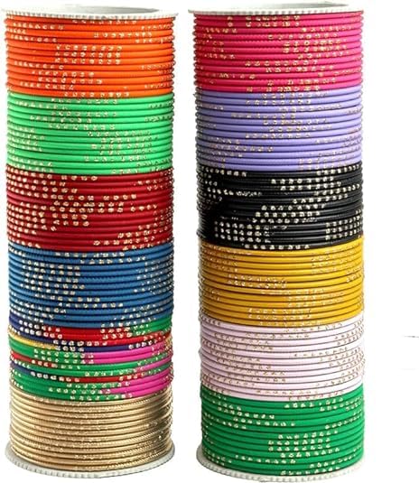 Ratna creation Bollywood Indian Traditional 144 pcs Multi Color Bangle Bracelet Set Women Wedding Partywear Arrangement Costume Jewelry Set (2.6)