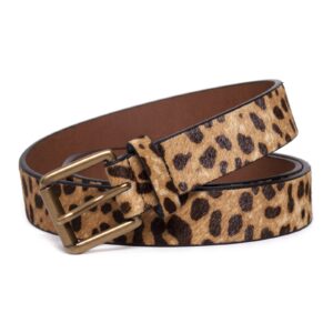 jiede leopard print belt for women genuine leather waist belts for jeans（width-28mm, m - fits waist 32''-38''