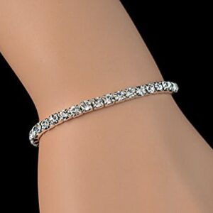 QIAN0813 Luxury Multilayer Shining Crystal Stretch Wide Bracelets for Women Elastic Force Tennis Bracelet (1 Row)