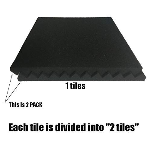 52 Pack Black Double-sided tape 1" x 12" x 12" Acoustic Grid Studio Foam Sound Absorption Wall Panels