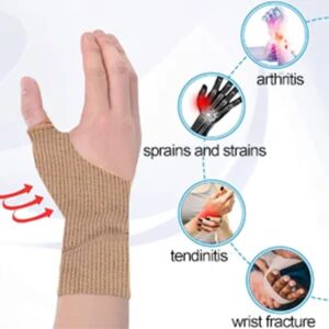 Beige Wrist HandWrist,1 Pair Beige Wrist Hand Support Gloves Thumb Hand Wrist Support Strap Glove Elastic Brace Sleeve Sports Bandage Wrap Pain Relief Artritis Reumatoide Gloves manopla para el dolor