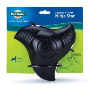 petsafe squeak ‘n treat ninja star dog chew toy - durable rubber puzzle toy for extreme chewers